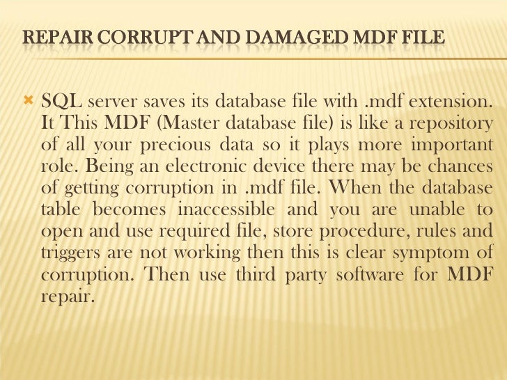 Repair master.mdf corruption 4.8 : needjyorea