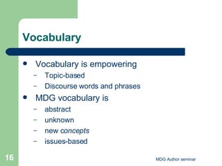 MDG Seminar Presentation | PPT