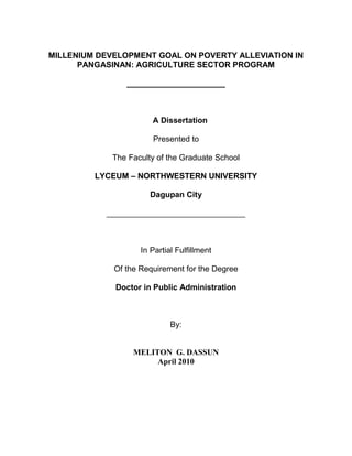 MILLENIUM DEVELOPMENT GOAL ON POVERTY ALLEVIATION IN PANGASINAN ...