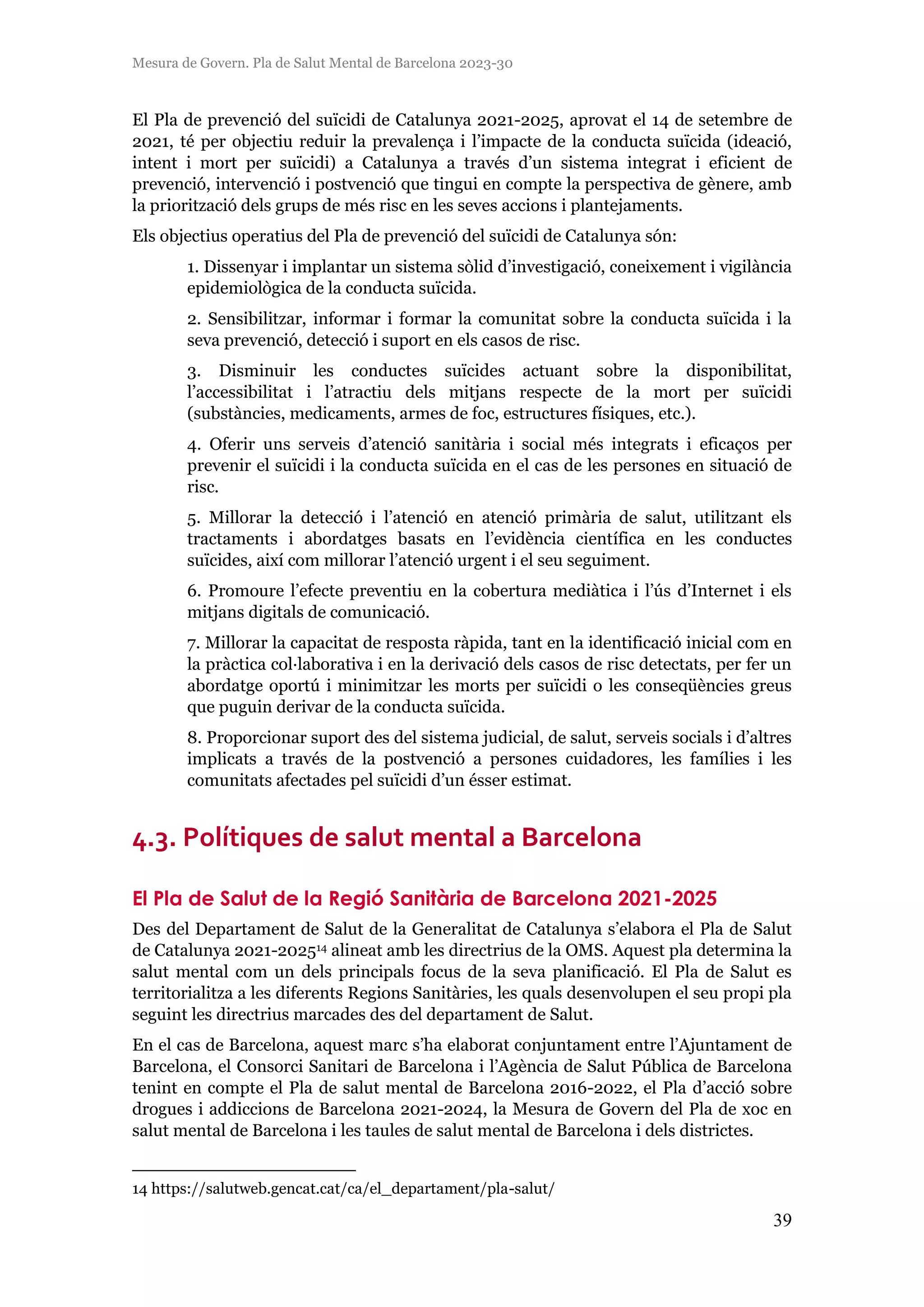 Pla de Salut Mental 2023-2030 | PDF