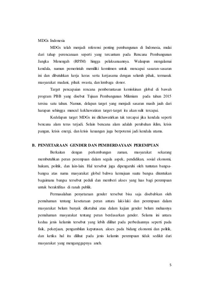 MDGs 3 penyetaraan gender