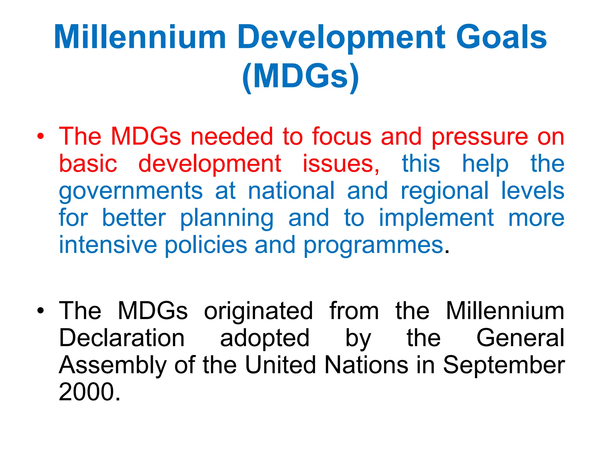 Sustainable Development Goals (SDGs) Millennium Development. Goals ...