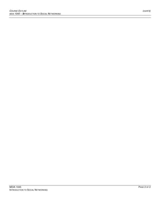 Introduction to Social Networking - MDIA1045 Course Outline | PDF