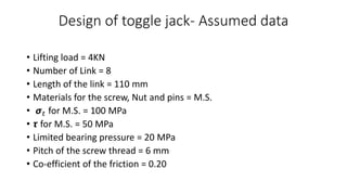 Design of toggle jack | PPTX