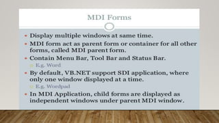 Mdi vb.net | Computer Software and Applications | Computing