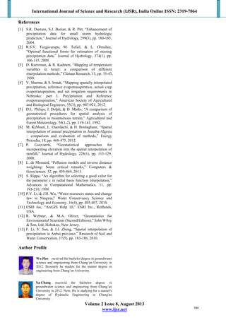 Comparison of Spatial Interpolation Methods for Precipitation in ...