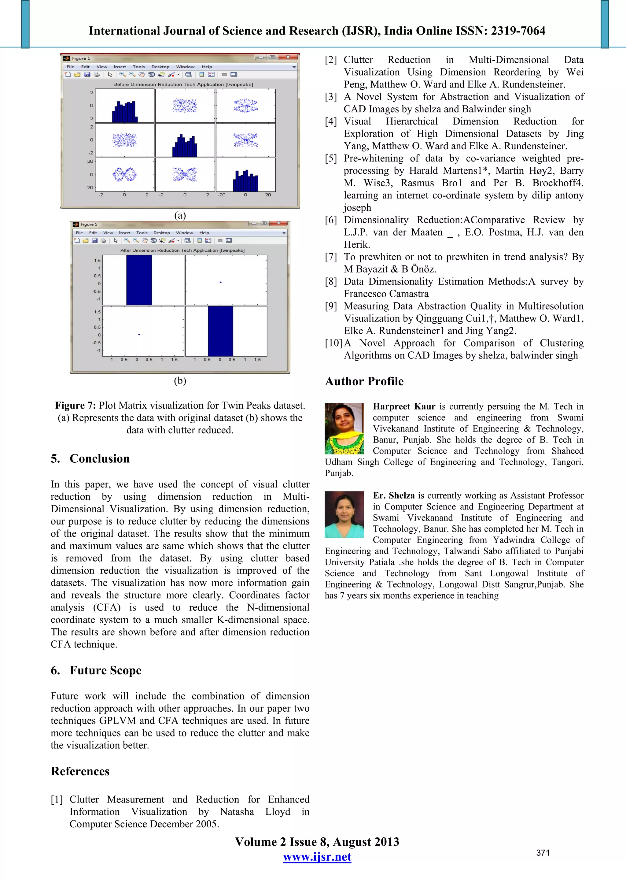 Clutter Reduction in Multi-Dimensional Visualization by Using Dimension Reduction | PDF