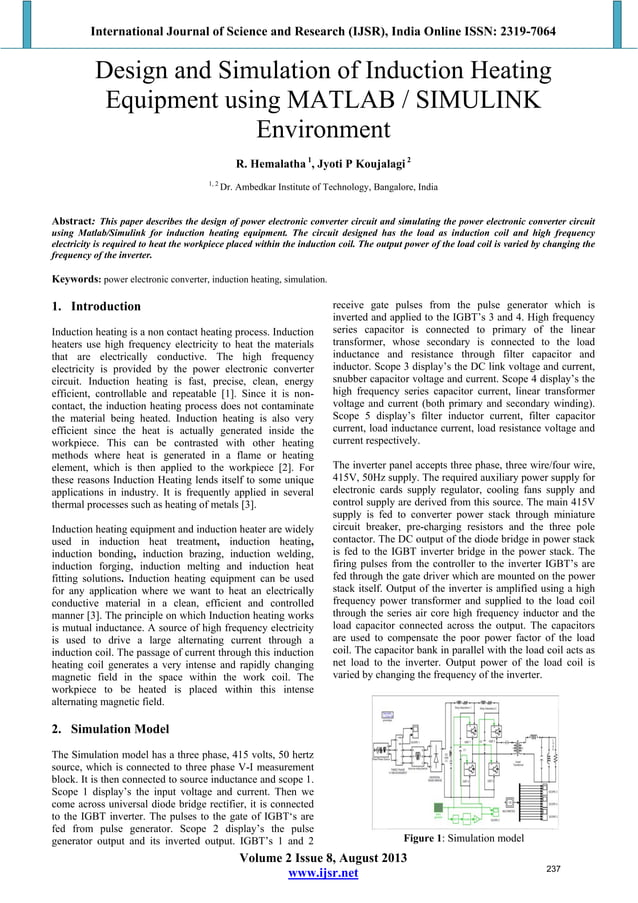Design and Simulation of Induction Heating Equipment using MATLAB / SIMULINK Environment | PDF ...