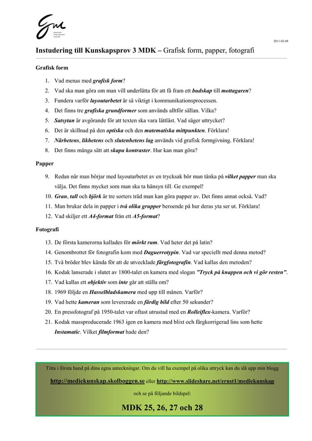 Mdk instudering kunskapsprov 3 | PDF