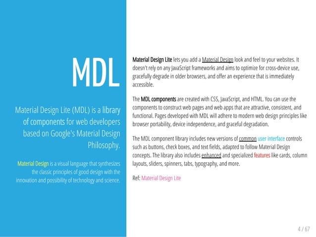introduction to material design lite MDL | PPT