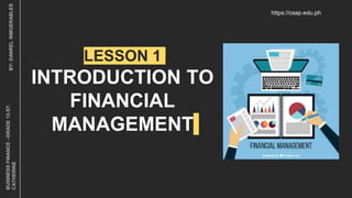 Lesson 1: Introduction to Financial Management | PPTX