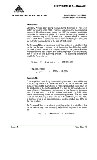 reinvestment allowance 2008-inland revenue | PDF