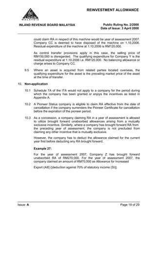 reinvestment allowance 2008-inland revenue | PDF