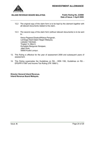 reinvestment allowance 2008-inland revenue | PDF