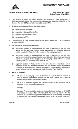 reinvestment allowance 2008-inland revenue | PDF