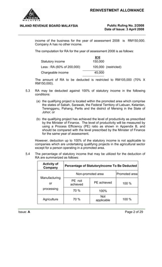 reinvestment allowance 2008-inland revenue | PDF
