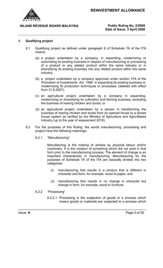 reinvestment allowance 2008-inland revenue | PDF