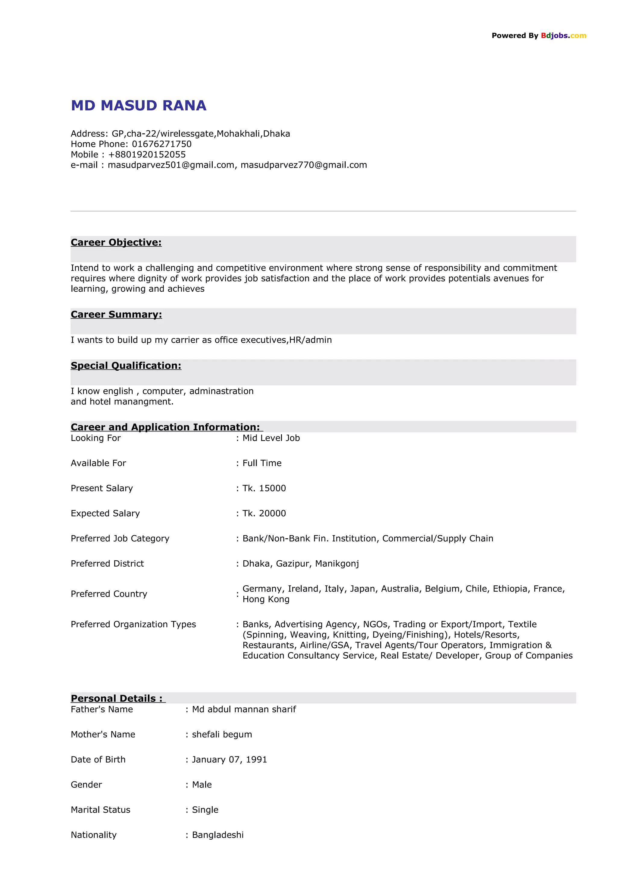 Md masud rana_cv | DOC