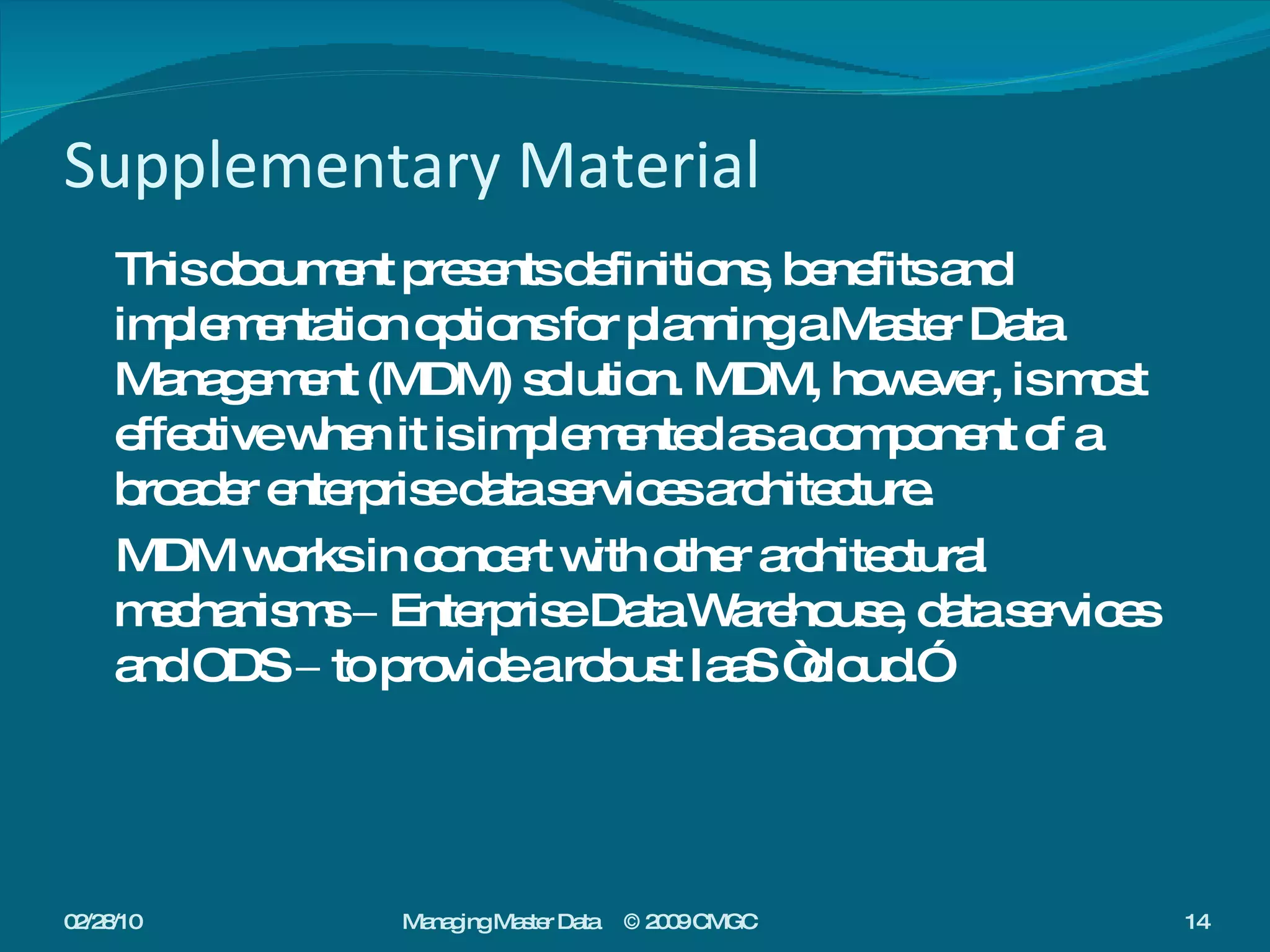 MDM Strategy & Roadmap | PPT