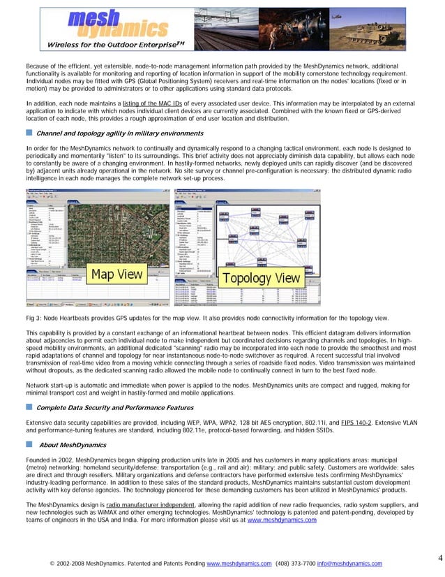 Military, Defense and Public Safety Mesh Networks [MeshDynamics] | PDF