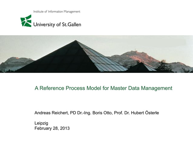 A Reference Process Model for Master Data Management | PPT