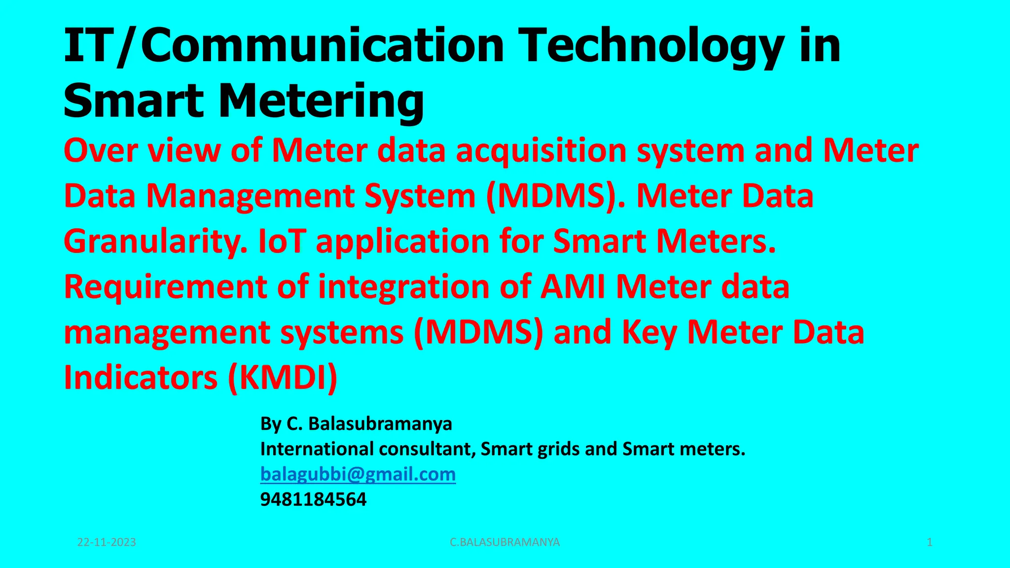 MD“Over view of Meter data acquisition system and Meter Data Management ...