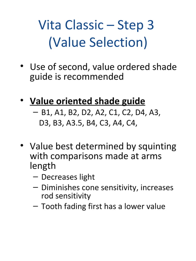 Shade selection for FPD