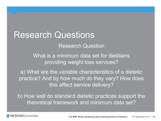 Introduction to The Measuring Dietetic Practice Study | PPT