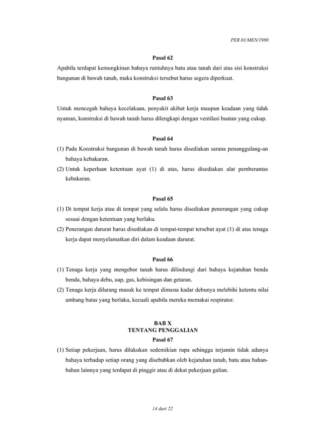 (MD) PER 01 MEN 1980 TENTANG KESELAMATAN DAN KESEHATAN KERJA PADA KONSTRUKSI BANGUNAN.pdf | Free ...