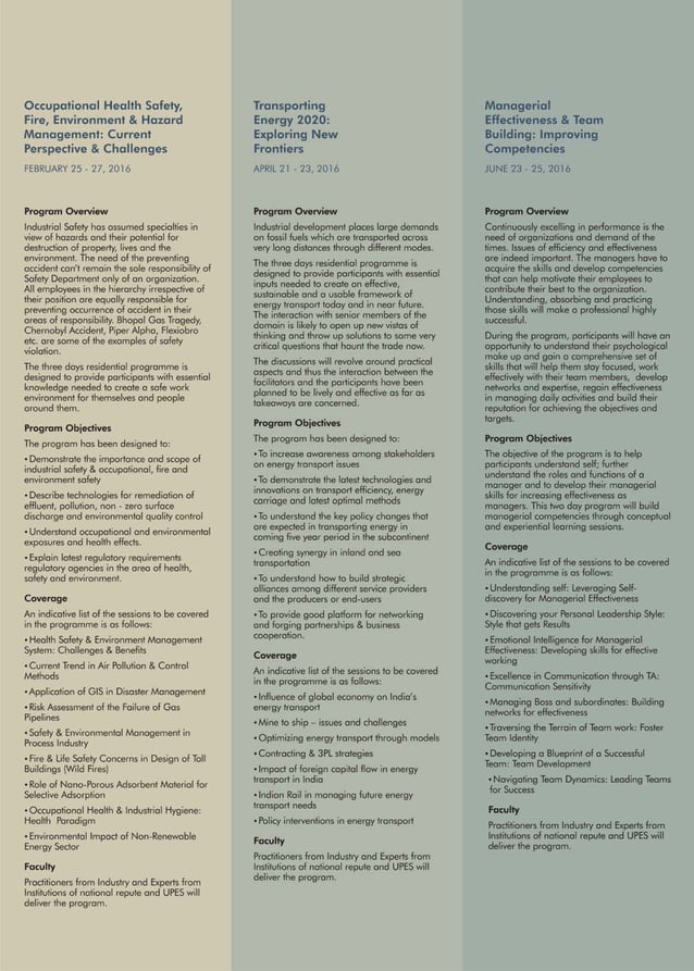 Management Development Programs Schedule 2016 | PDF