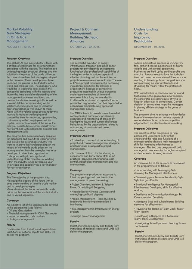 Management Development Programs Schedule 2016 | PDF