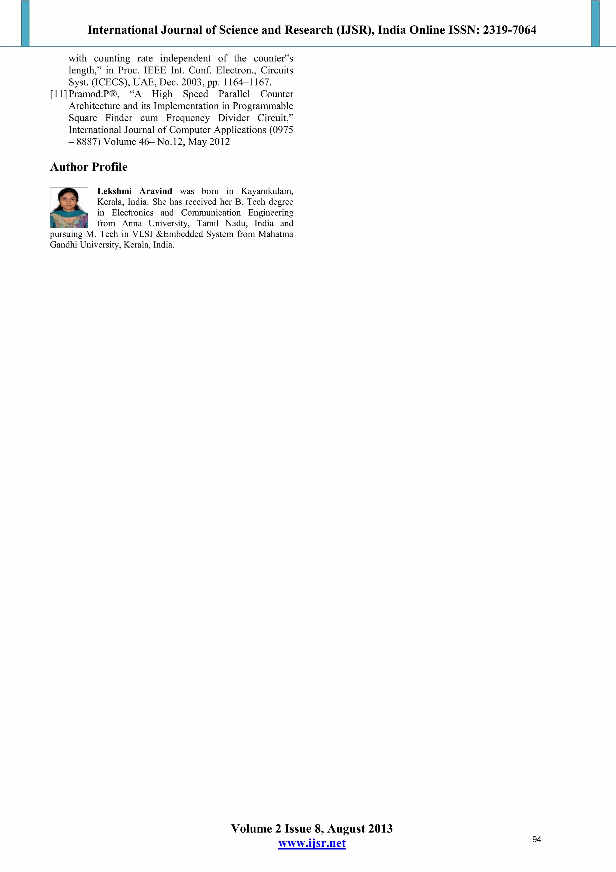 Low Power Area Efficient Parallel Counter Architecture | PDF | Programming Languages | Computing