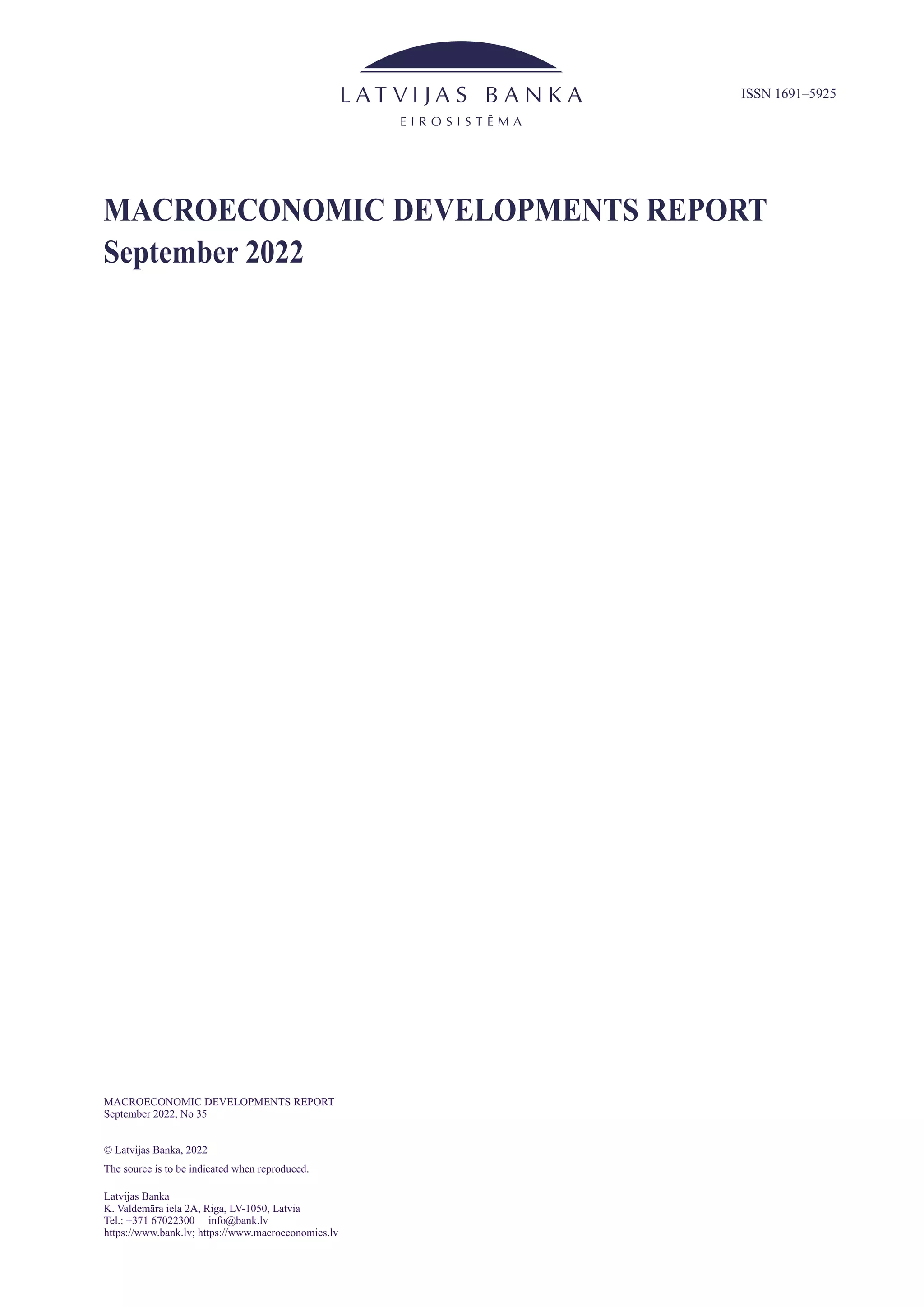 Macroeconomic Developments Report. September 2022 | PDF