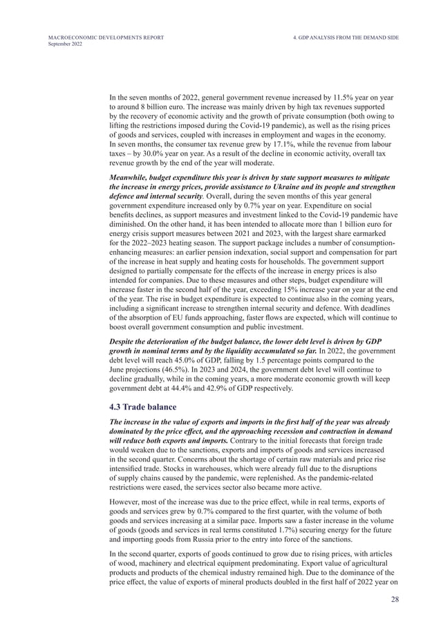 Macroeconomic Developments Report. September 2022 | PDF