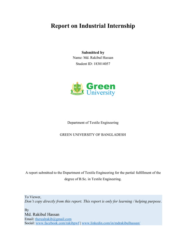 Internship Report | Industrial Attachment | Internship Report at ...