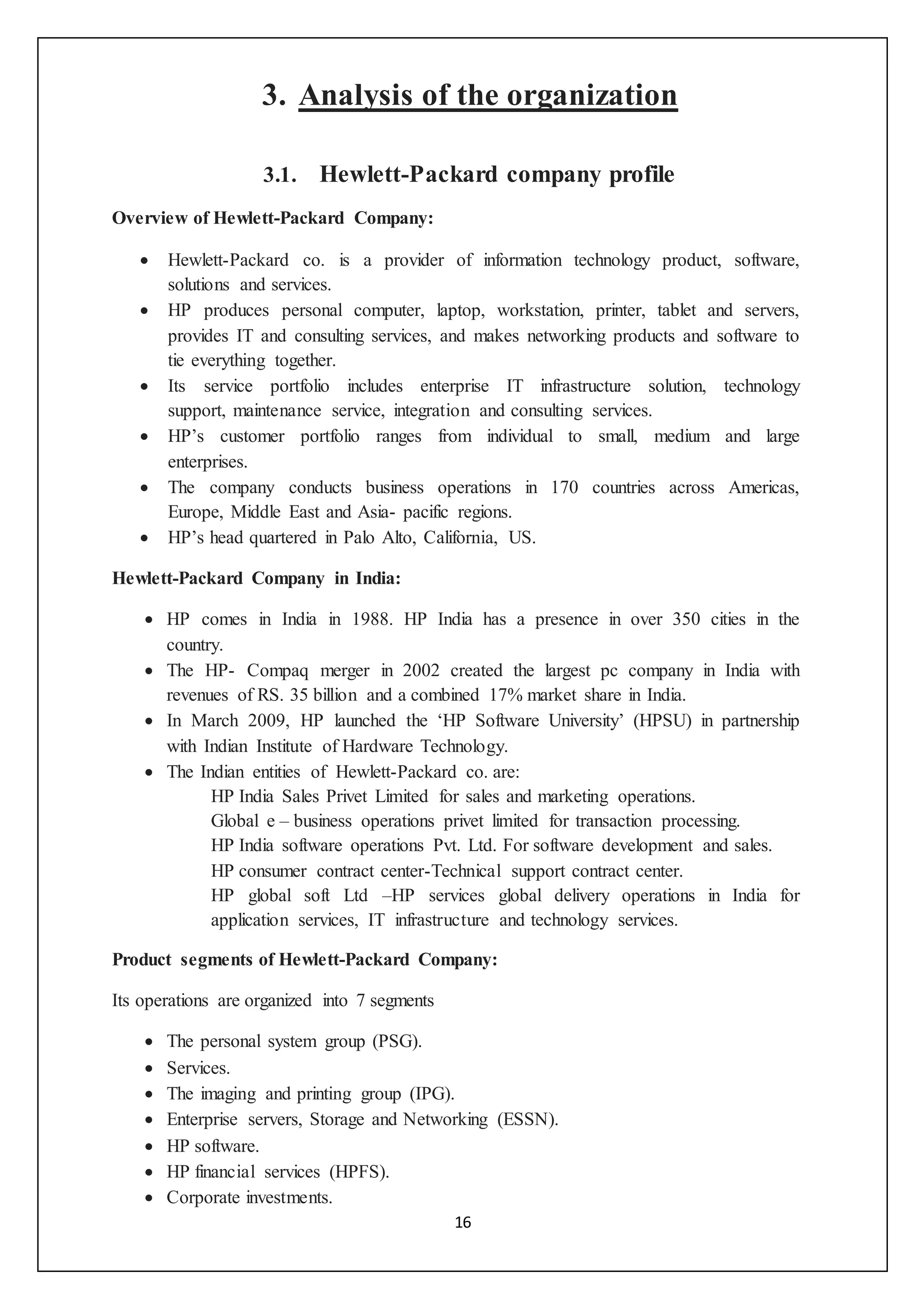 Project on HP | DOCX