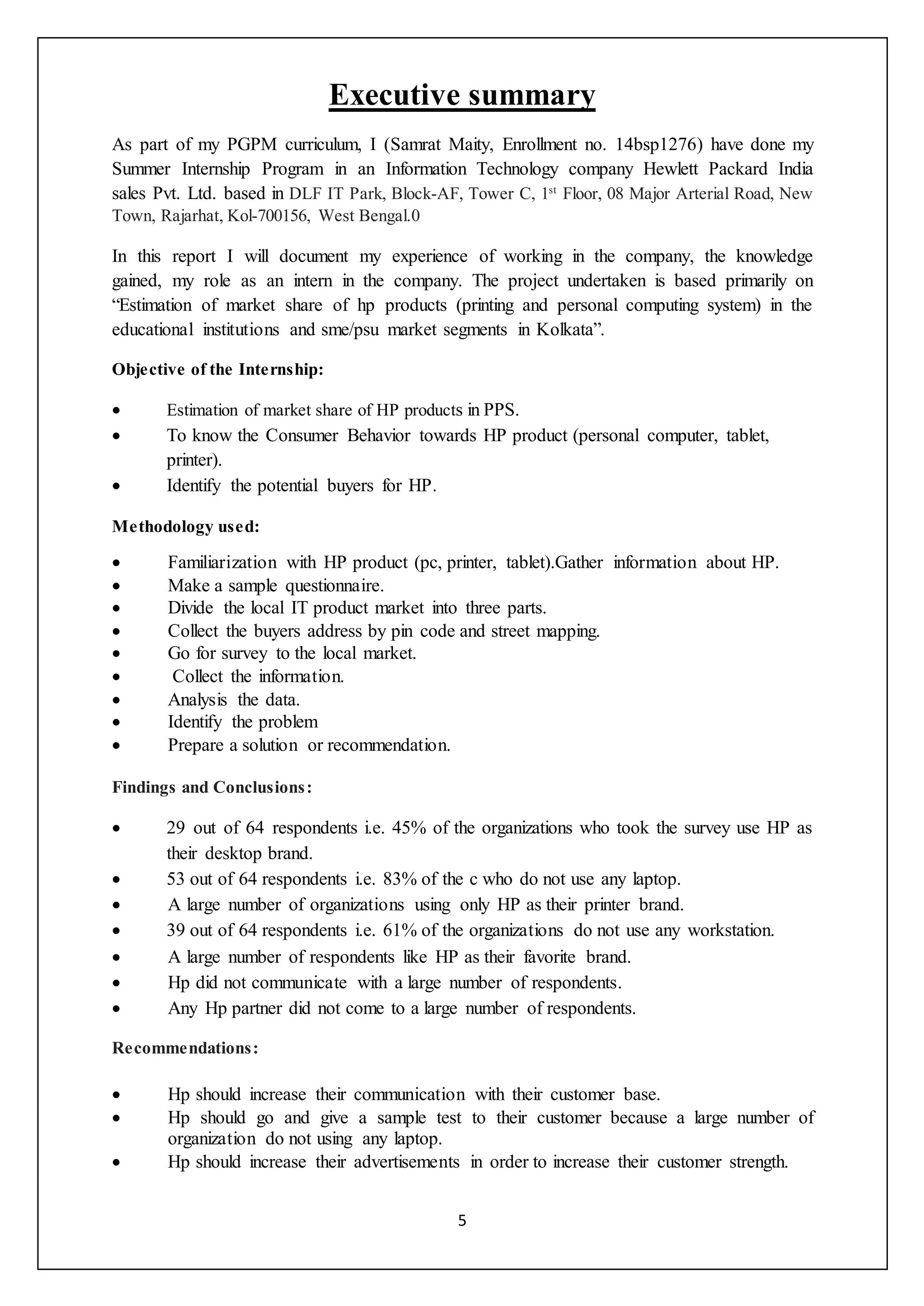 Project on HP | DOCX