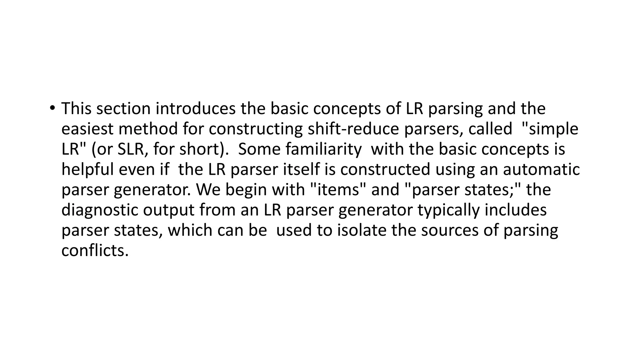 Compiler Design LR parsing SLR ,LALR CLR | PPTX Compiler Design LR parsing SLR ,LALR CLR | PPTX