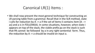 Compiler Design LR parsing SLR ,LALR CLR | PPTX