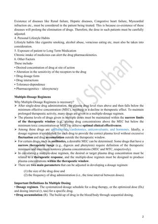 Designing of Dosage Regimen and Multiple Dosage Regimens | PDF