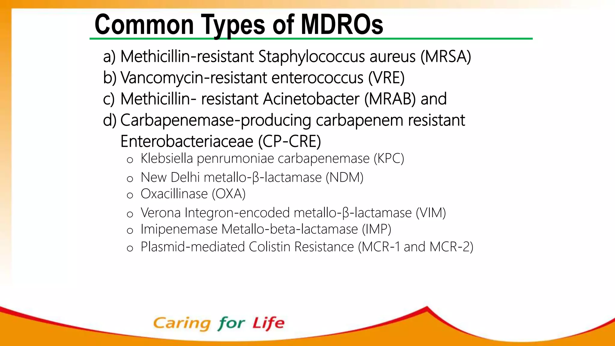Management of Multi-Drugs Resistant Organisms | PPTX