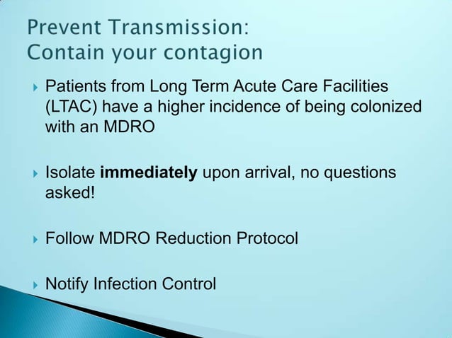 Mdro infection controlnursing final version 11.17.09 1 | PPTX
