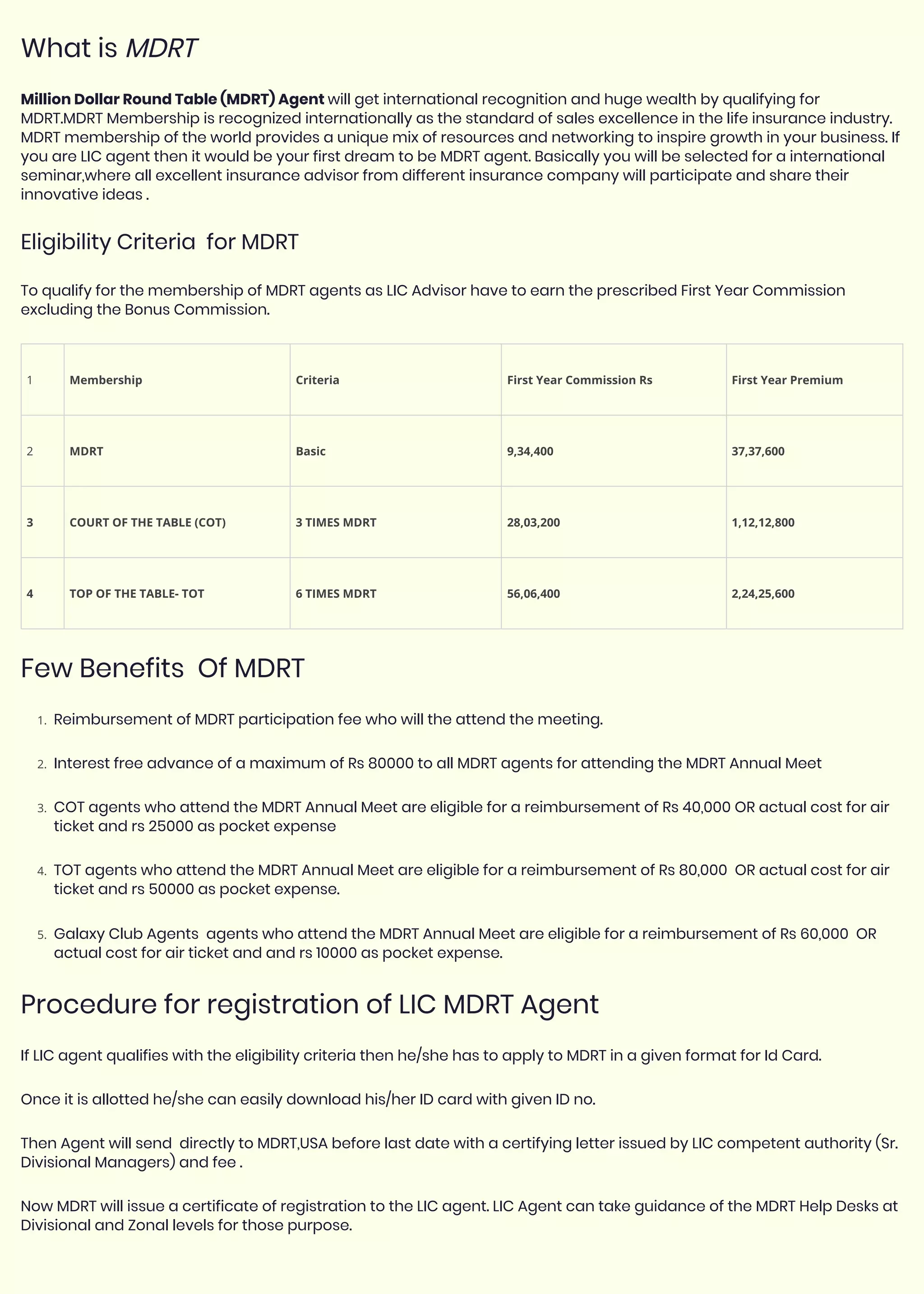 Mdrt , cot and tot lic agent recruitment for 2019 | PDF