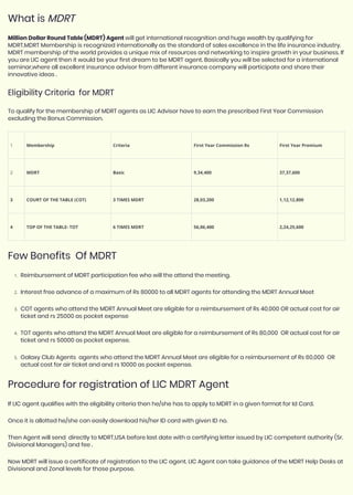 Mdrt , cot and tot lic agent recruitment for 2019 | PDF
