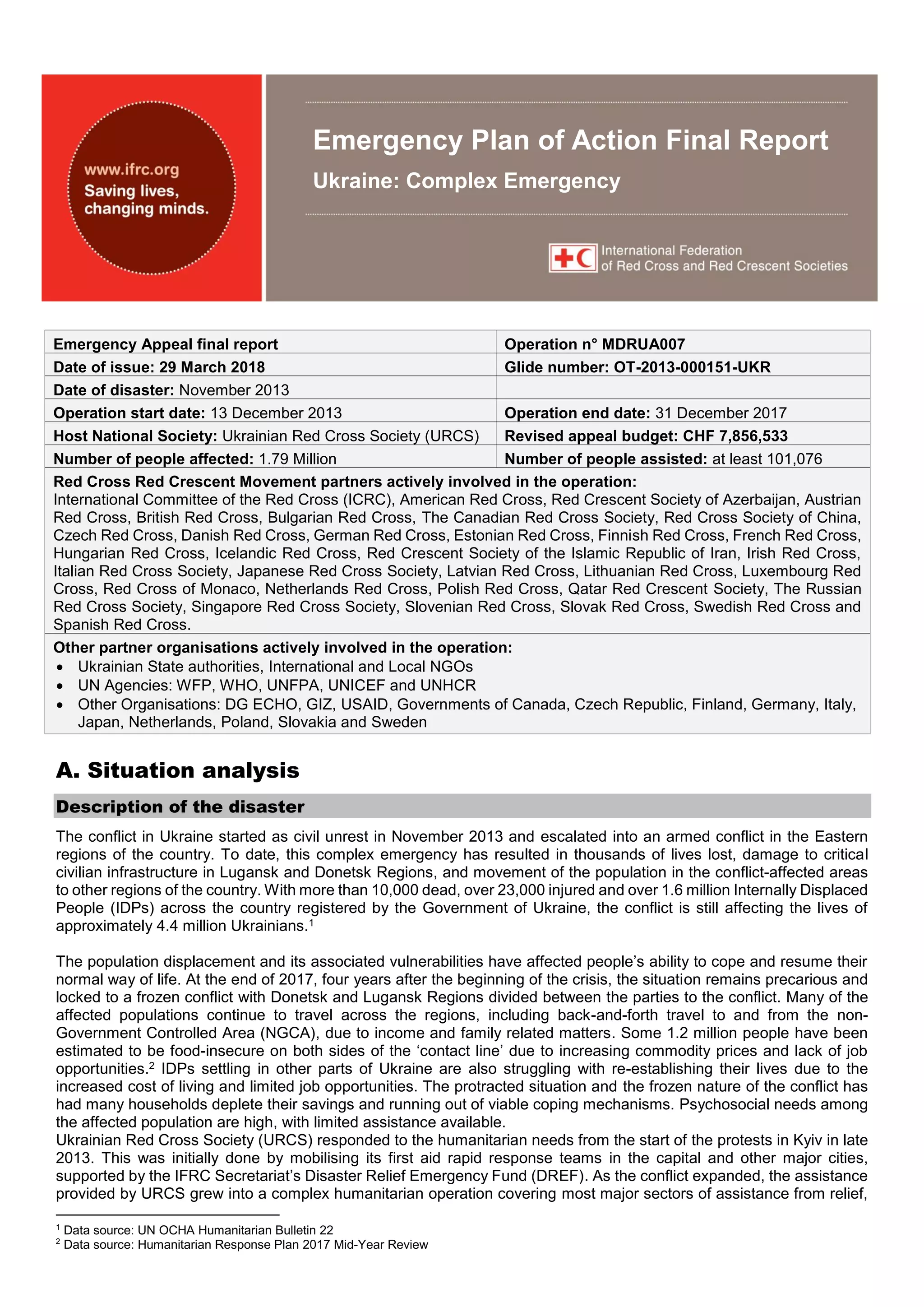 Ukraine: Complex Emergency. Emergency Plan of Action Final Report | PDF ...