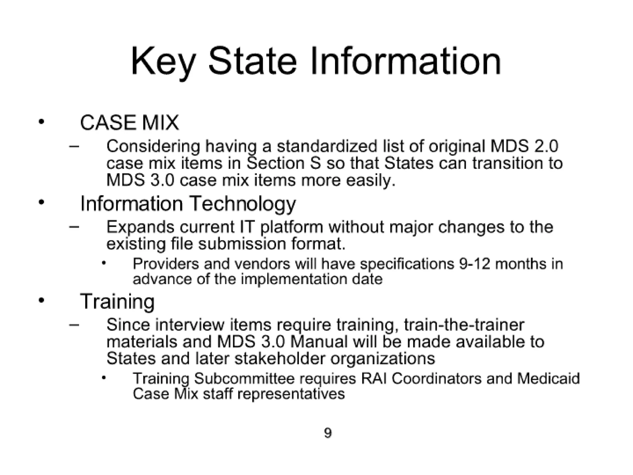 MDS 3.0 Implementation Plans | PDF