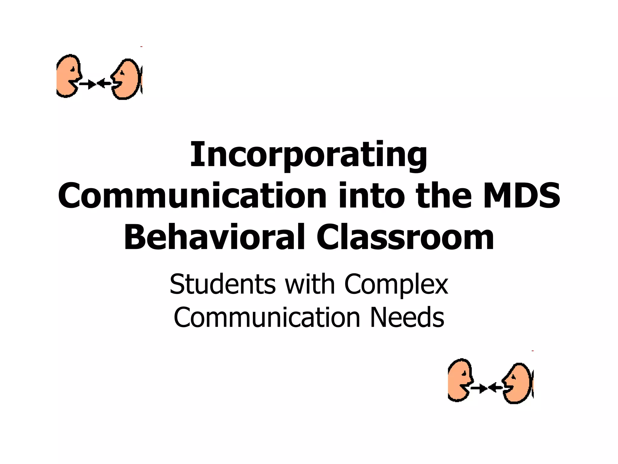 Communication in the Autistic Support Classroom | PPT