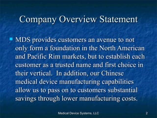 MDS Company Profile | PPT