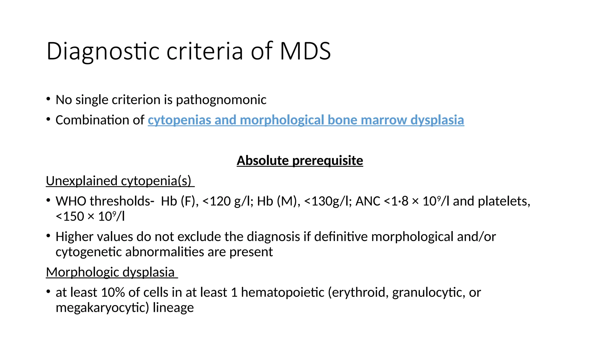DIAGNOSIS OF MYELODYSPLASTIC SYNDROMES/NEOPLASMS | PPTX