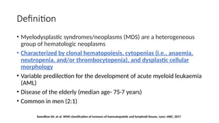 DIAGNOSIS OF MYELODYSPLASTIC SYNDROMES/NEOPLASMS | PPTX